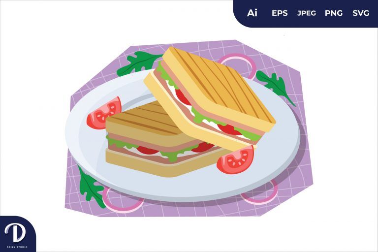 Sandwich Breakfast Food Illustration - Drizy Studio