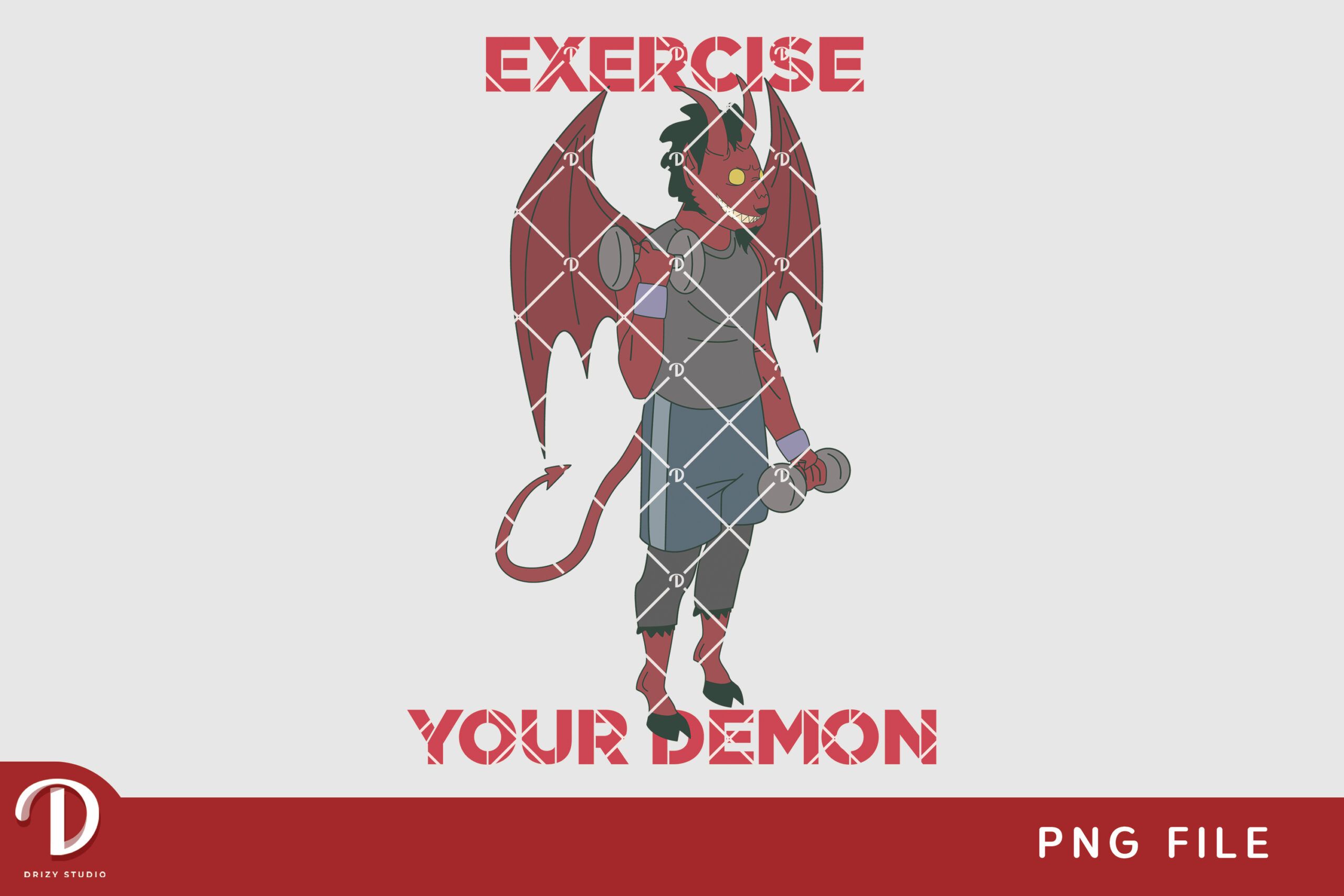 Lifting Weights Exercise Your Demon for T-Shirt Design - Drizy Studio