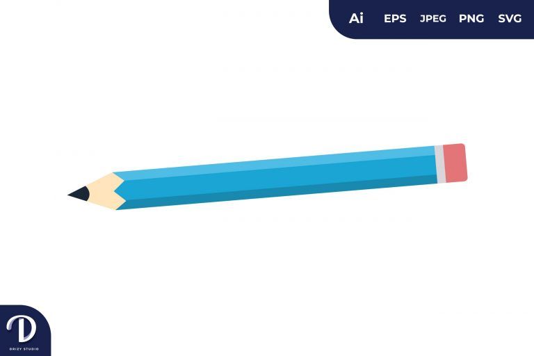 Blue Pencil - School Supplies Icon - Drizy Studio