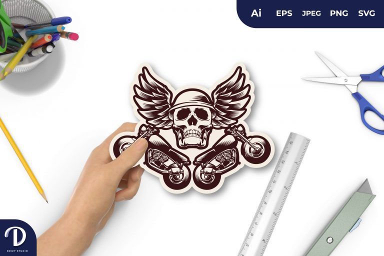 Skull Motorcycle Biker for Sticker - Drizy Studio