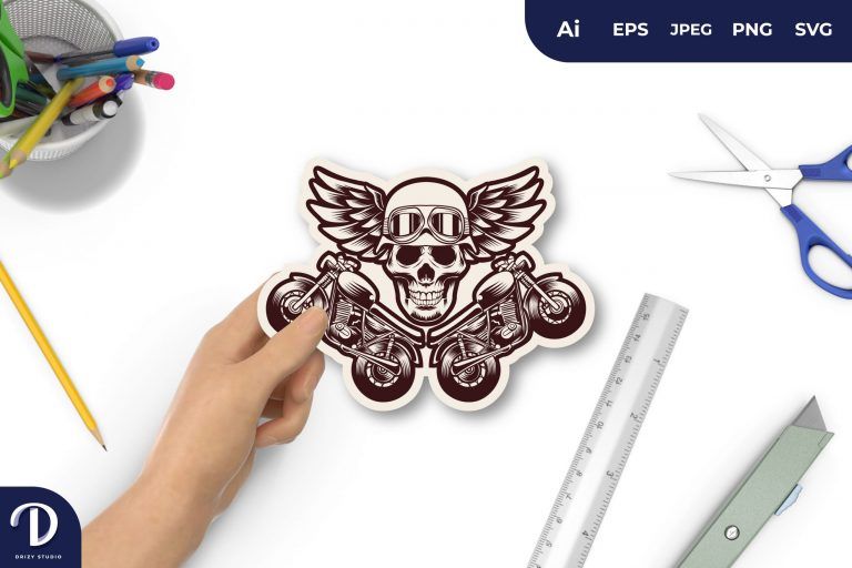Skull Motorcycle Biker for Sticker - Drizy Studio
