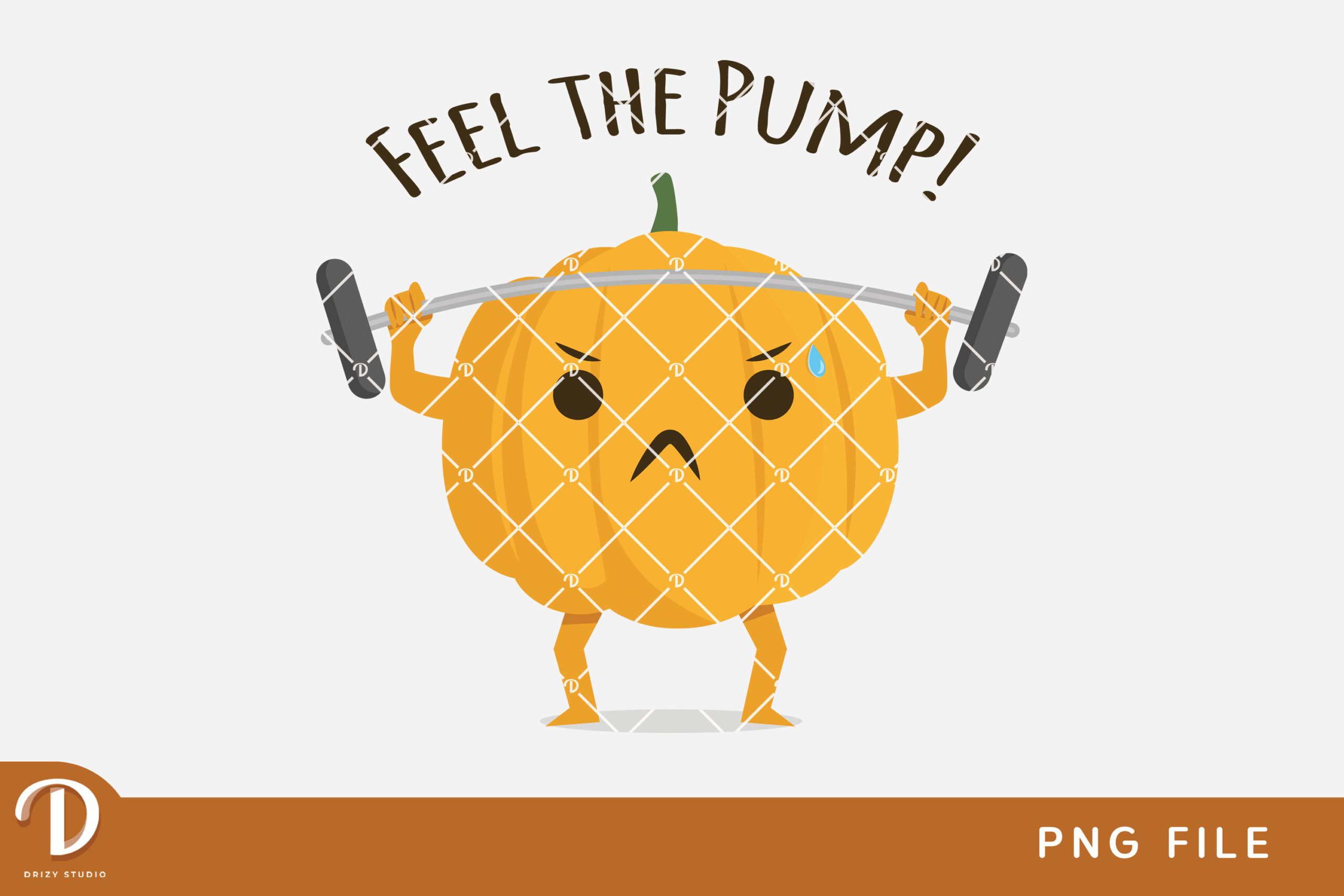 Weightlifting Pumpkin Exercising - Feel The Pump for T-Shirt Design ...
