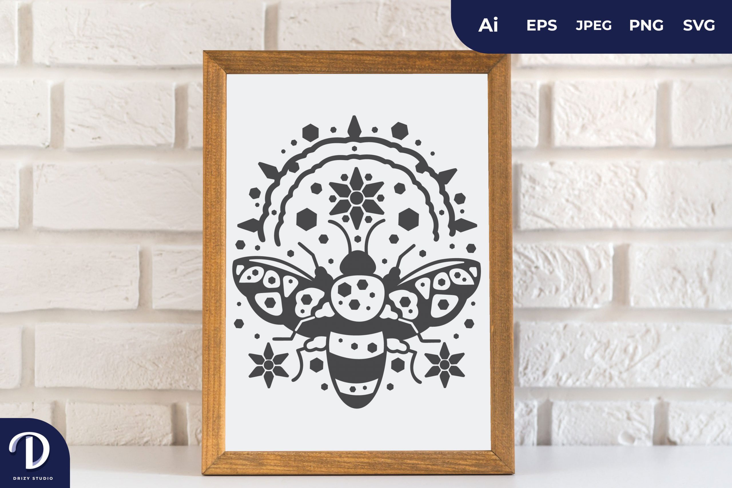 Mystical Bee with Rainbow Boho SVG - Drizy Studio