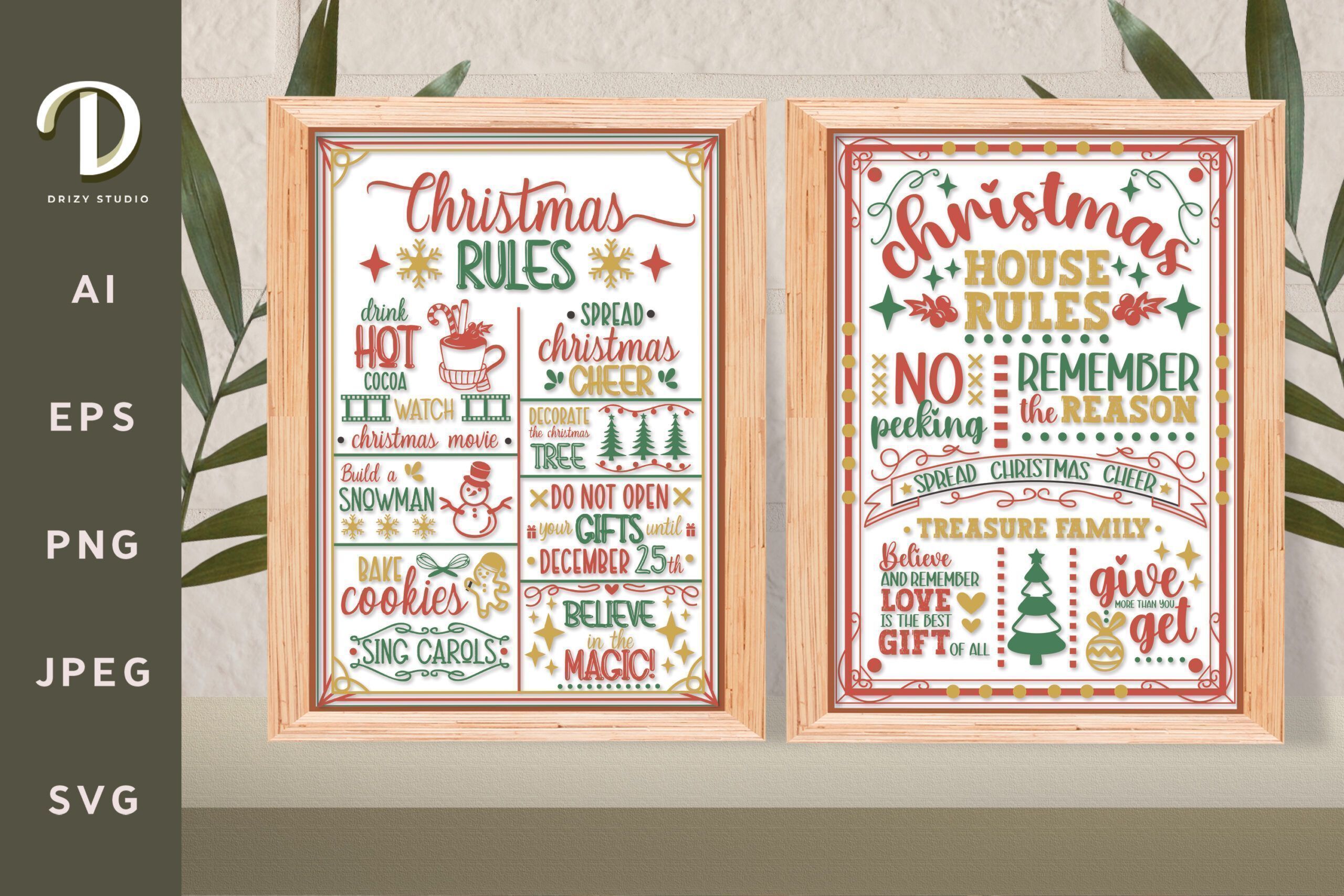 Christmas Rules SVG in A4, Printable Wall Decoration Set of 2 - Drizy ...