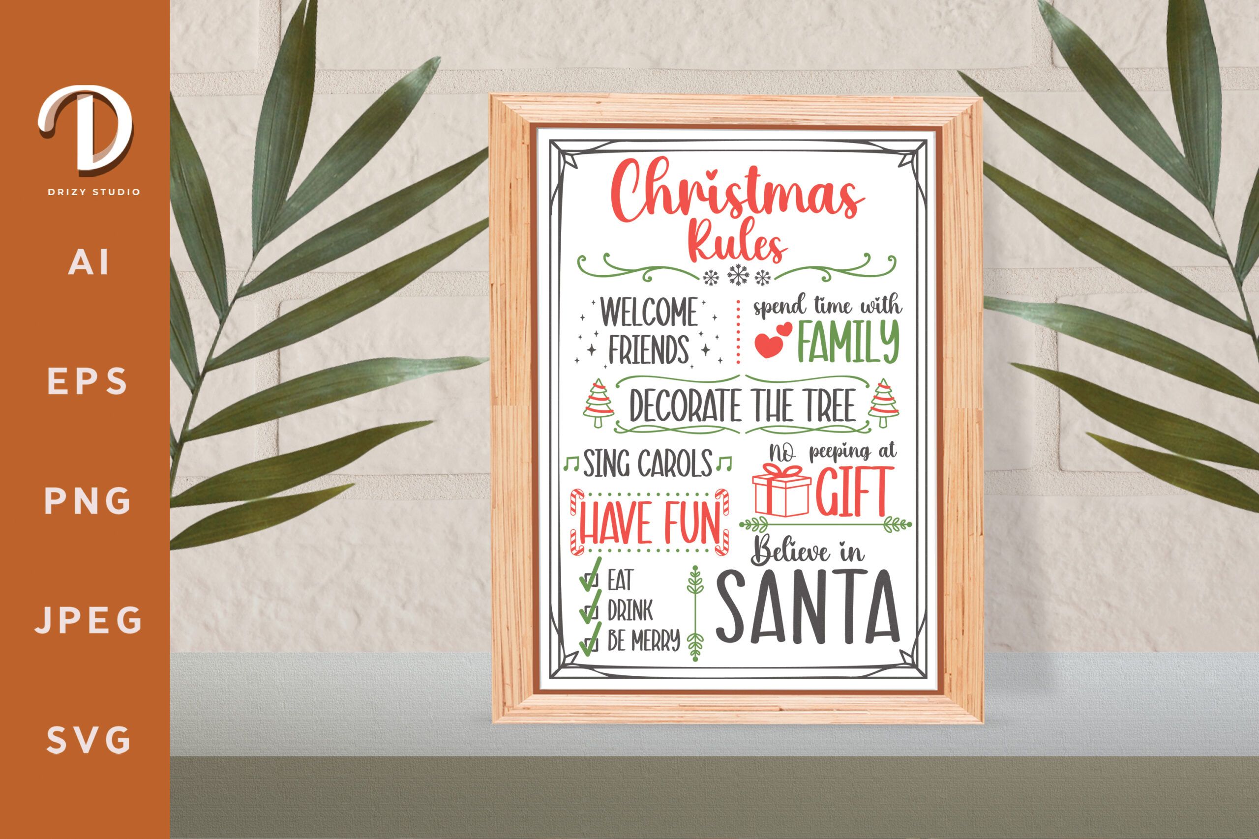 A4 Christmas Rules Printable Wall Decoration for Family House - Drizy ...