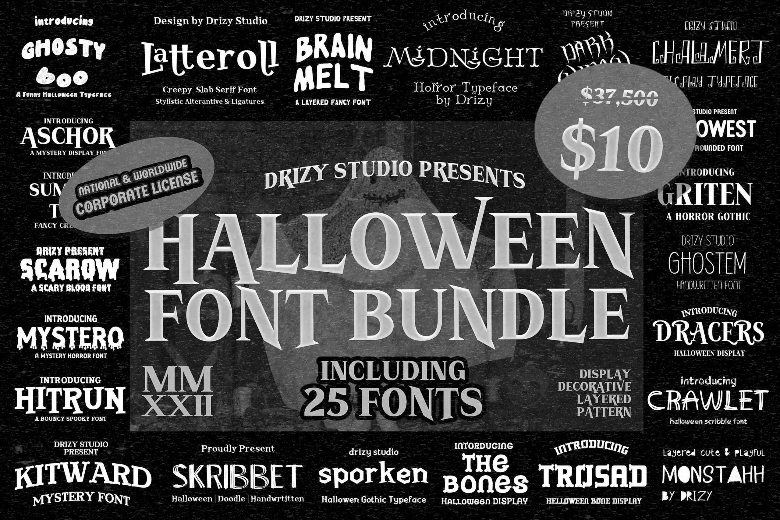 DRIZY STUDIO 2022 HALLOWEEN FONT BUNDLE - Drizy Studio