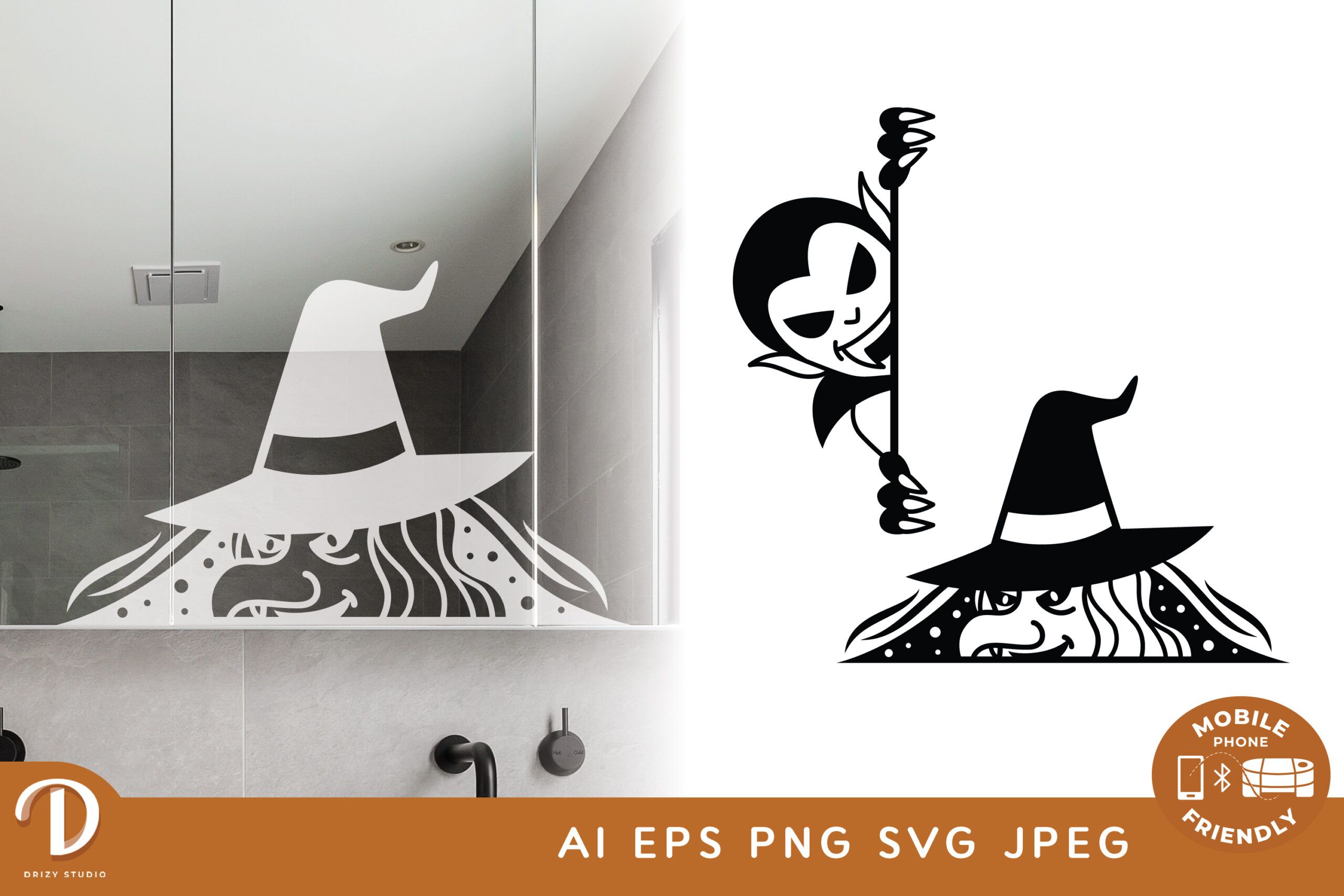 SVG Halloween Set - Peeking Vampire & Witch - Drizy Studio