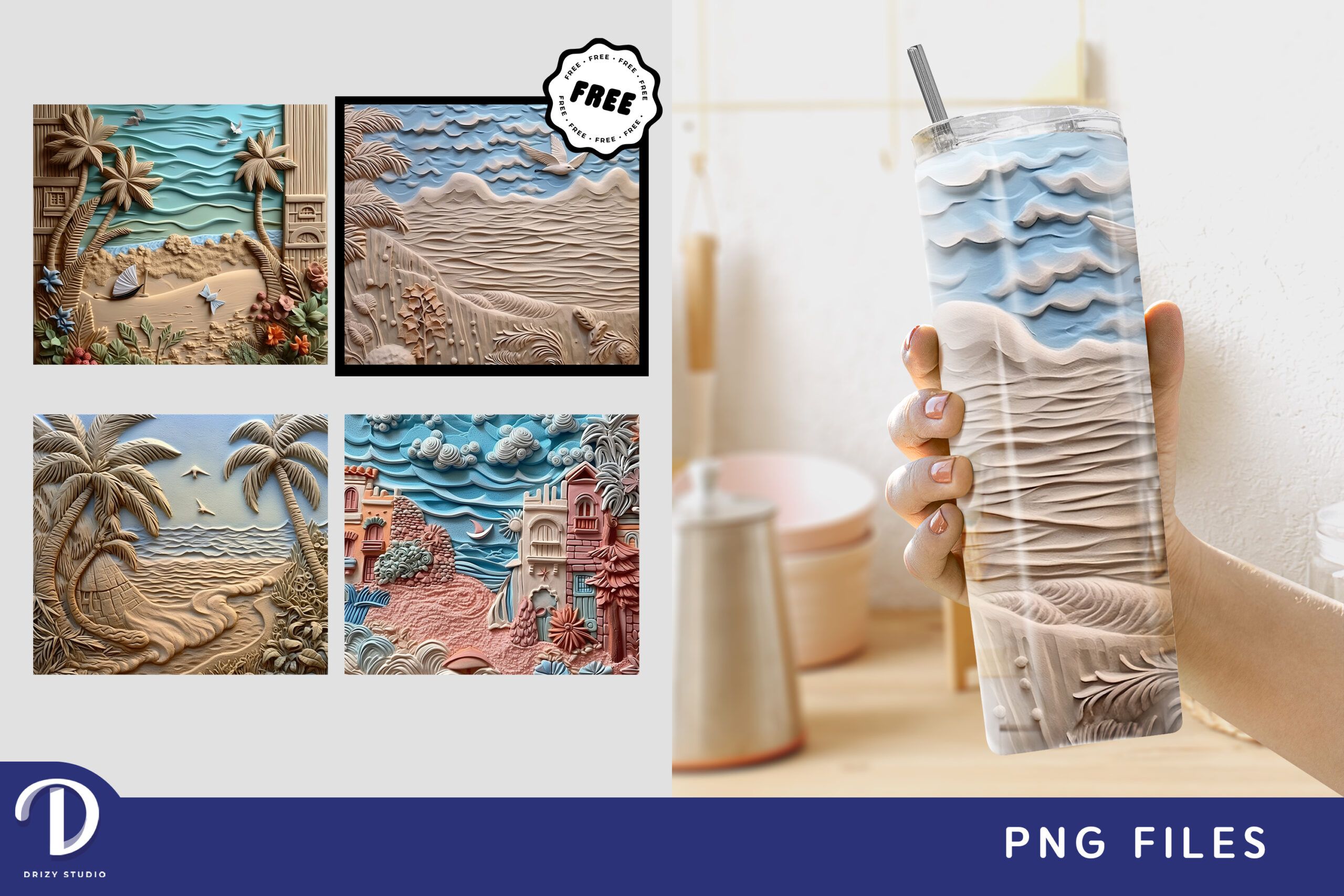 Alluring Clay Beach - 20oz Tumbler Wrap Design - Drizy Studio